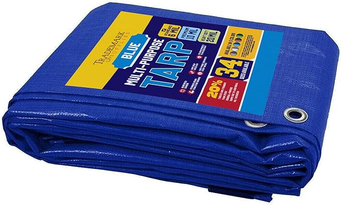 Large Waterproof Tarp Thick Poly Tarpaulin Ideal for Canopy Tents ...